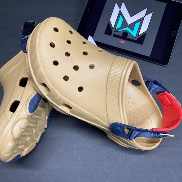 CROCS | Shoes | Crocs All Terrain 2 Clogs Tan Navy Red Mens Sizes ...
